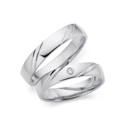 Phoenix Ph&ouml;nix Unisex Trauring &raquo;Schmuck&laquo; Made in Germany - wahlweise mit oder ohne Brillant silber 58, 0,02 SI = kleine Einschl&uuml;sse mit Brillant, Silber 925 (
