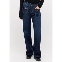 Angels Damen Angels Gerade Jeans &raquo;LIZ GLORY&laquo; Wide Leg, mit Schmuckelementen an den Vordertaschen blau 34, L&auml;nge 28