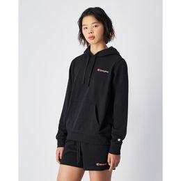 Champion Damen Kapuzensweatshirt, mit Kapuze, Langarm, aus Baumwolle und Polyester schwarz L (42/44)