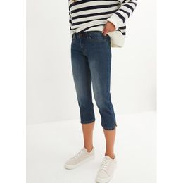 bonprix Damen bonprix Caprijeans &raquo;Slim Fit Jeans Mid Waist, cropped&laquo; 3/4-Capri-Look, Five-Pocket Style, Regular Fit, schmale Beinform blau 44, N-Gr