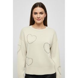 Only Damen Only Rundhalspullover &raquo;ONLBEE LS HEART BLING O-NECK CC KNT&laquo; mit Glitzersteinen XS