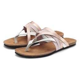 Lascana Damen Lascana Zehentrenner &raquo;Sommerschuh, offener Schuh, Pantolette, Sandale,&laquo; aus Leder mit Korkfu&szlig;bett rosa 38