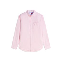 Tommy Jeans Button Up Shirt 'Regular Fit Stripe' male size L Rose / White
