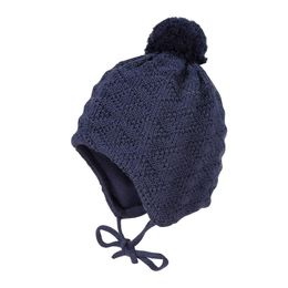 MaxiMo Jungen MaxiMo Strickm&uuml;tze Wolle, gef&uuml;ttert, zum Binden, mit Bommel blau 53