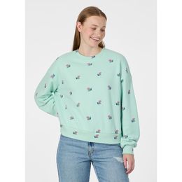 Ragwear Damen Sweatshirt &raquo;WUSS SHELLS&laquo;, Elastische Baumwollmischung und softem Finish mit Muschel-Print gr&uuml;n L