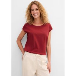 bonprix Damen bonprix T-Shirt gerade Passform, &uuml;berschnittene Schultern, mit Rundhalsausschnitt rot 36/38 (S)