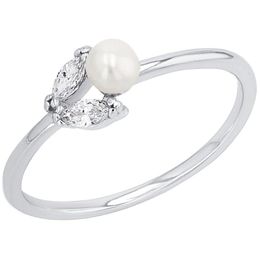 Amor Damen Fingerring &raquo;2037247/-48/-49/-50/-51&laquo; mit Zirkonia (synth.) - mit S&uuml;&szlig;wasserzuchtperle wei&szlig; 54, Perlen Silber 925 (Sterlingsilber), 1,5mm