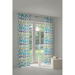 WIRTH Vorhang &raquo;Berlare&laquo; &Ouml;sen 1 Stk. tlg. blau Jacquard, Baumwolle, Polyester 145cm, &Ouml;sen, 132cm