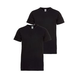 Fruit of the Loom Herren Fruit of the Loom T-Shirt Packung, 2 Stk. mit V-Ausschnitt schwarz S (48)