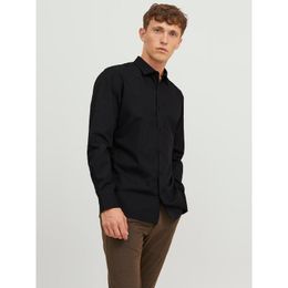 Jack & Jones Jack & Jones Herren Langarmhemd &raquo;JJJOE SHIRT LS PLAIN&laquo; Materialmix, slim fit schwarz L, N-Gr