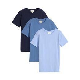 bonprix Jungen bonprix T-Shirt Packung, 3er, aus hautfreundlicher Baumwolle, mit Rundhalsausschnitt, Kurzarm-Design blau 152/158