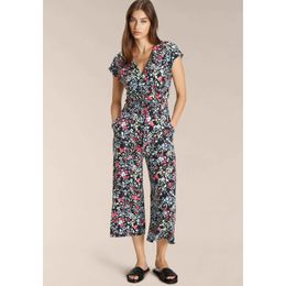 Tamaris Damen Culotte-Overall &raquo;mit lockerem Schnitt, aus flie&szlig;ender Viskose-Qualit&auml;t&laquo; mit Bindeg&uuml;rtel und modernem Muster schwarz 40, N-Gr