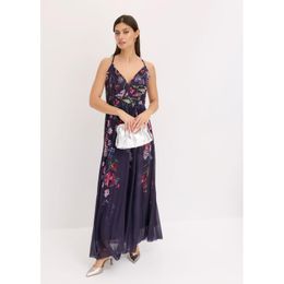 bonprix Damen bonprix Maxikleid mit feinem T&uuml;ll, Slim Fit Passform lila 48, N-Gr