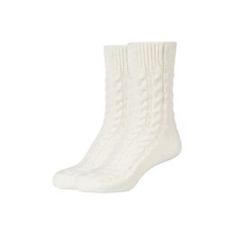 Camano Damen Socken &raquo;warm & cozy&laquo; 2 Paar, 2 Paar tlg. mit Zopfmuster, Rippenb&uuml;ndchen wei&szlig; 39-42