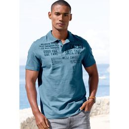 John Devin Herren Poloshirt &raquo;mit Print&laquo; Regular-Fit, aus Slub-Qualit&auml;t, mit Print blau S (44/46)