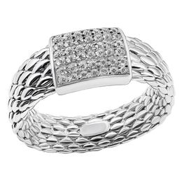 Firetti Damen Fingerring &raquo;Schmuck Geschenk Silber 925 Damenring Ring Milanaise&laquo; mit Zirkonia (synth.) 54, Silber 925 (Sterlingsilber), 6,5mm