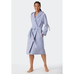 Schiesser Damen Bademantel &raquo;Feather Terry&laquo; Bindeg&uuml;rtel, Kapuze, Seitentaschen, Regular Fit, Frottee, weich blau L