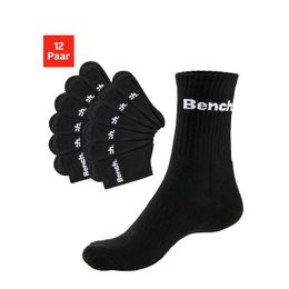 Bench. Herren Tennissocken &raquo;Damen Herren Sportsocken, Laufsocken, Crew Socken&laquo; Packung, 12 Paar tlg. mit Fu&szlig; Polsterung, Baumwoll Frottee schwarz 35-