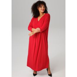 Aniston Plus Damen Aniston PLUS Maxikleid mit raffinieren Seitenschlitzen rot 48, N-Gr
