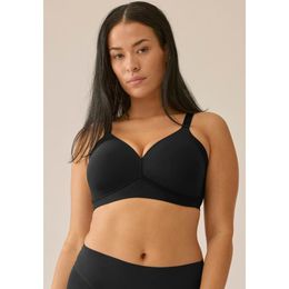 Naturana Damen Soft-BH &raquo;Smoothing&laquo; flache nahtlose Abschl&uuml;sse, breites Unterbrustband, ohne B&uuml;gel, basic schwarz 85, Cup C