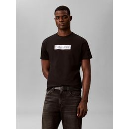 Calvin Klein Herren T-Shirt Reine Baumwolle, Regular Fit, Glanzdruck L