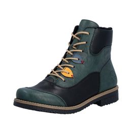 Rieker Damen Schn&uuml;rstiefelette Boots, Schn&uuml;rboots, Blockabsatz mit bunten Applikationen 38