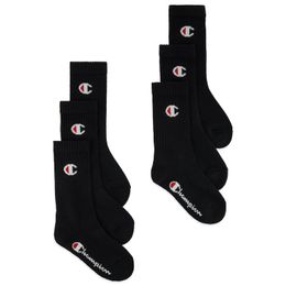 Champion M&auml;dchen Sportsocken Packung, 6 Paar tlg. f&uuml;r Kinder, 6er-Pack, mit sportlichem Stil schwarz 31-34