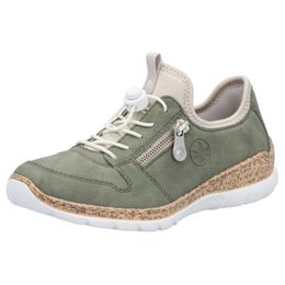 Rieker Damen Slip-On Sneaker Freizeitschuh, Halbschuh, Slipper mit leichter Laufsohle gr&uuml;n 39