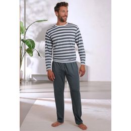 H.I.S. H.I.S Herren Pyjama 1 St&uuml;ck, 2 tlg. Schlafanzug mit garngef&auml;rbten Streifen gr&uuml;n 56/58 (XL)