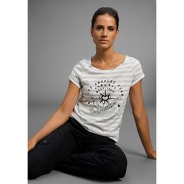 Kangaroos Damen Kangaroos Print-Shirt Kurzarm, figurbetonter Schnitt, mit Metallic-Print wei&szlig; 36/38