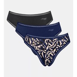 Sloggi Damen Sloggi Slip &raquo;GO Crush&laquo; mit Spitzendetails, Multipack, hoher Beinausschnitt blau XL
