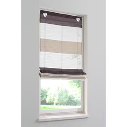 Home Wohnideen Raffrollo &raquo;Sarnia&laquo; mit Hakenaufh&auml;ngung ohne Bohren mit Querstreifen braun Organza, Obermaterial: 100% Polyester 135cm, Hakenaufh&auml;ngung,