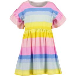 Blue Seven M&auml;dchen Sweatkleid 1 tlg. tlg. mit s&uuml;&szlig;em Volants an den leicht &uuml;berschnittenen Schultern bunt 134, N-Gr