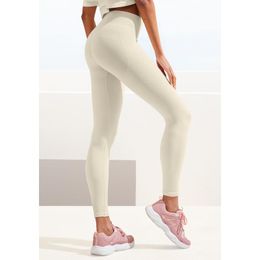 Lascana Damen Lascana Seamless Leggings &raquo;Po Push Up&laquo; mit Rippstruktur und Shapingeffekt, Sporthose, Sportleggings beige XS (32/34), N-Gr