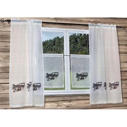 HOSSNER - ART OF HOME DECO Gardine &raquo;Winterm&auml;rchen&laquo; Stangendurchzug 1 Stk. tlg. Landhaus-Look beige Polyester 240cm, Stangendurchzug, 90cm