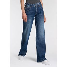 Herrlicher Damen 5-Pocket-Jeans &raquo;Edna Denim&laquo; Flared Fit mit mittlerer Leibh&ouml;he blau 33, L&auml;nge 34
