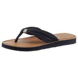 Tommy Hilfiger Damen Zehentrenner &raquo;TH ELEVATED BEACH SANDAL&laquo; , Sommerschuh, Bequemschuh, Flats, Schlappen mit TH-Schmuckelement blau 35