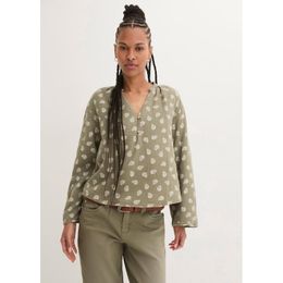 bonprix Damen bonprix Langarmbluse &raquo;Oversize-Bluse aus luftigem Musselin&laquo; Oversize-Passform, f&uuml;r den Alltag, aus Musselin, mit V-Ausschnitt gr&uuml;n 44