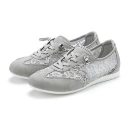 Lascana Damen Lascana Sneaker &raquo;Freizeitschuh, Halbschuh, Slip-On-Sneaker,&laquo; mit modischen Spitzendetails & herausnehmbarer Innensohle VEGAN grau 42