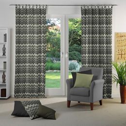 WIRTH Vorhang &raquo;Benewitz&laquo; Schlaufen 1 Stk. tlg. gr&uuml;n Jacquard, Baumwolle, Polyester 125cm, Schlaufen, 65cm