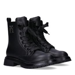 Tommy Hilfiger M&auml;dchen Schn&uuml;rboots Chunky Boots mit modischen Schn&uuml;rsenkeln schwarz 31