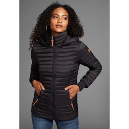 Kangaroos Damen Kangaroos Steppjacke mit Kapuze f&uuml;r kalte Tage, pflegeleicht und schmutzabweisend schwarz 32