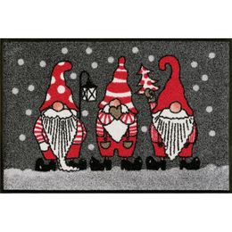wash+dry by Kleen-Tex Fu&szlig;matte &raquo;Winterzwerge&laquo; rechteckig 7 mm H&ouml;he Schmutzfangmatte, rutschhemmend, waschbar grau Kunstfaser B : 40cm 1 Stk., 7mm, L: 