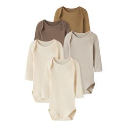 name it Jungen Langarmbody &raquo;NBNBODY f&uuml;r M&auml;dchen und Jungen mit Rippstruktur und Komfort&laquo; Packung, 5 unifarben, casual, regular fit, Baumwolle, 