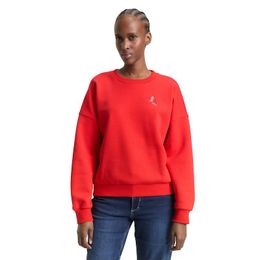 Tom Tailor Denim Damen Tom Tailor Denim Sweatshirt, Rundhals, bequeme Passform, bedruckt rot XL