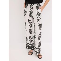 bonprix Damen bonprix Stoffhose aus Viskose, mit Gummibund, Loose Fit Passform, bedruckt schwarz-wei&szlig; 36, N-Gr