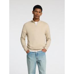 Selected Herren Selected Troyer &raquo;SLHBERG HALF ZIP CARDIGAN NOOS&laquo; Baumwolle, regular fit beige L