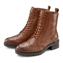Lascana Damen Lascana Schn&uuml;rboots Schn&uuml;rstiefelette, Ankle Boots, Leder, Schn&uuml;ren & Rei&szlig;verschluss braun 40