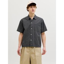 Jack & Jones Jack & Jones Herren Kurzarmhemd &raquo;JORRIVIERA LINEN BLEND SHIRT SS LN&laquo; Baumwollmischung, regular fit schwarz-wei&szlig; S, N-Gr