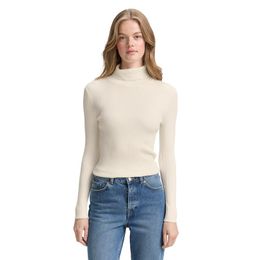 Tom Tailor Denim Damen Tom Tailor Denim Rollkragenpullover in Strick-Optik wei&szlig; L